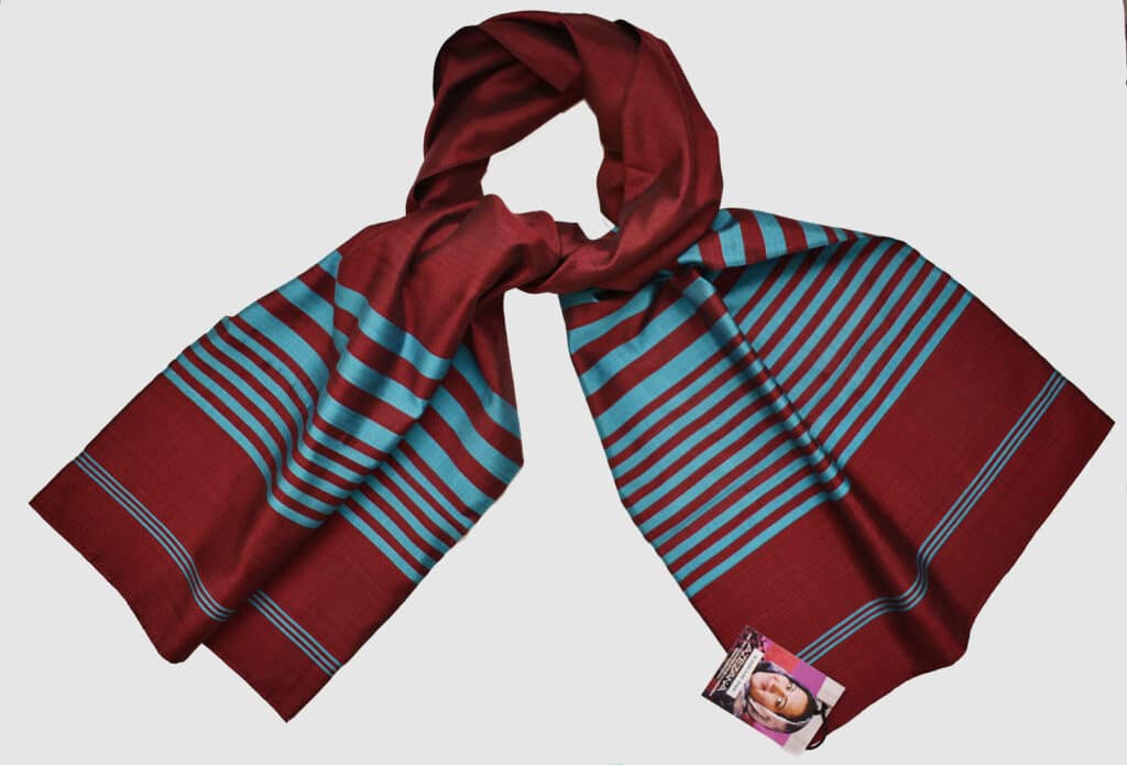 Handmade Silk Scarf Wine Red Natural Dyes - AZEZANA